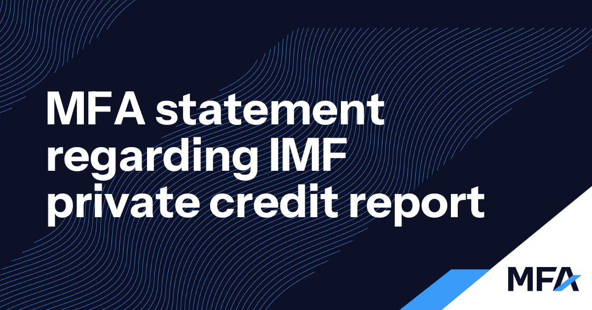 MFA statement regarding IMF private credit report - Managed Funds Association